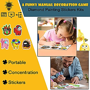 5D DIY Diamond Art Craft Painting Stickers Kits for Kids Among Game Us Mosaic Painting by Numbers DIY Drawing Arts Crafts Supplies for Boys and Girls Children 28Pcs