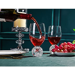 YLNNLC Red Wine Glasses Set of 4-16 oz Lead-Free Crystal Wine Glasses - Crystal Ball Base- Wedding, Wine Tasting, Anniversary, Party, Gift - Clear, Reuseable Glassware