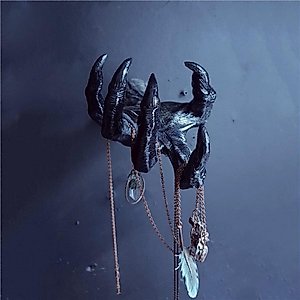 BAWAQAF, Witchs Demon Hand Statue Wall Hanging Ornament 3D Simulation Decorative Resin Art Open Hand Sculpture Statue Mythical Fantasy Home Decor,for Home Office Bar (Black)