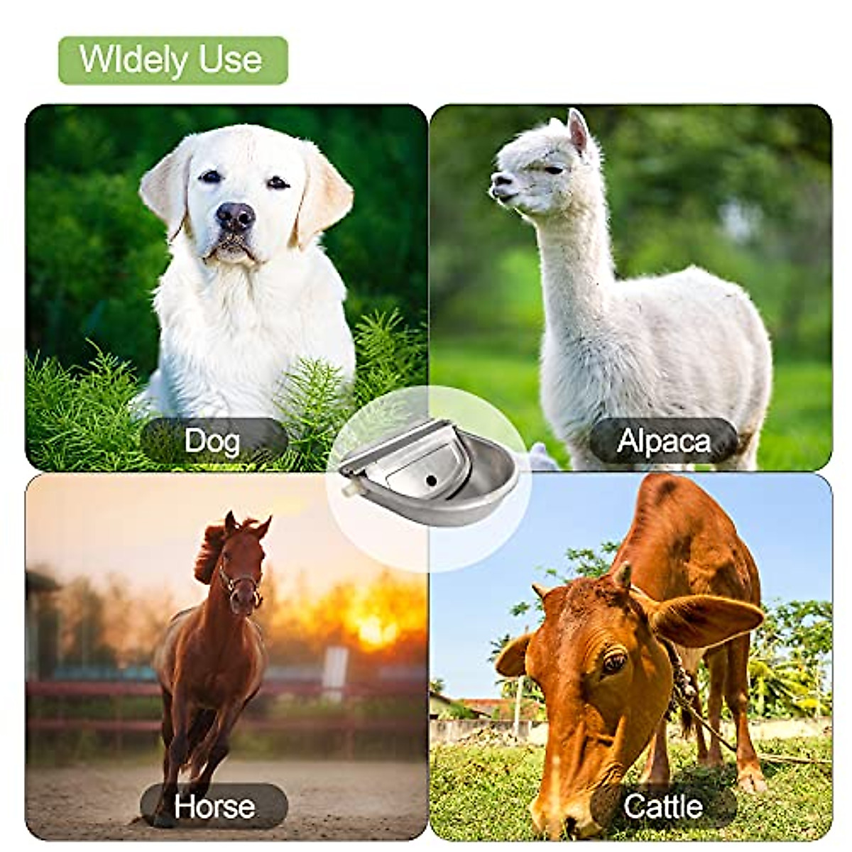 Automatic Waterer Bowl Stainless Steel Drinking Water Bowl Dispenser with Float Valve for Horse Cattle Goat Sheep Dog