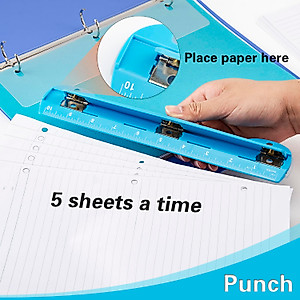 WorkLion Hole Puncher 3 Ring – Blue Portable Metal Hole Punch Single for Binder, 5 Sheet Capacity