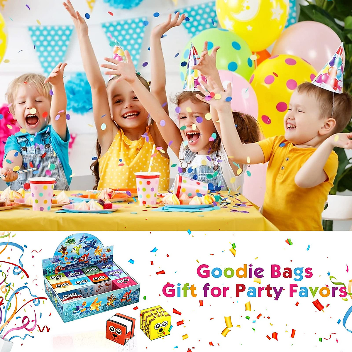 Party Favors for Kids Goodie Bags ,12PCS Mini Building Blocks Ocean Animal, Sea Creatures Building Blocks Set，Building Sets Stem Toys for Birthday Party Gift,Goodie Bags, Prize,Cake Topper