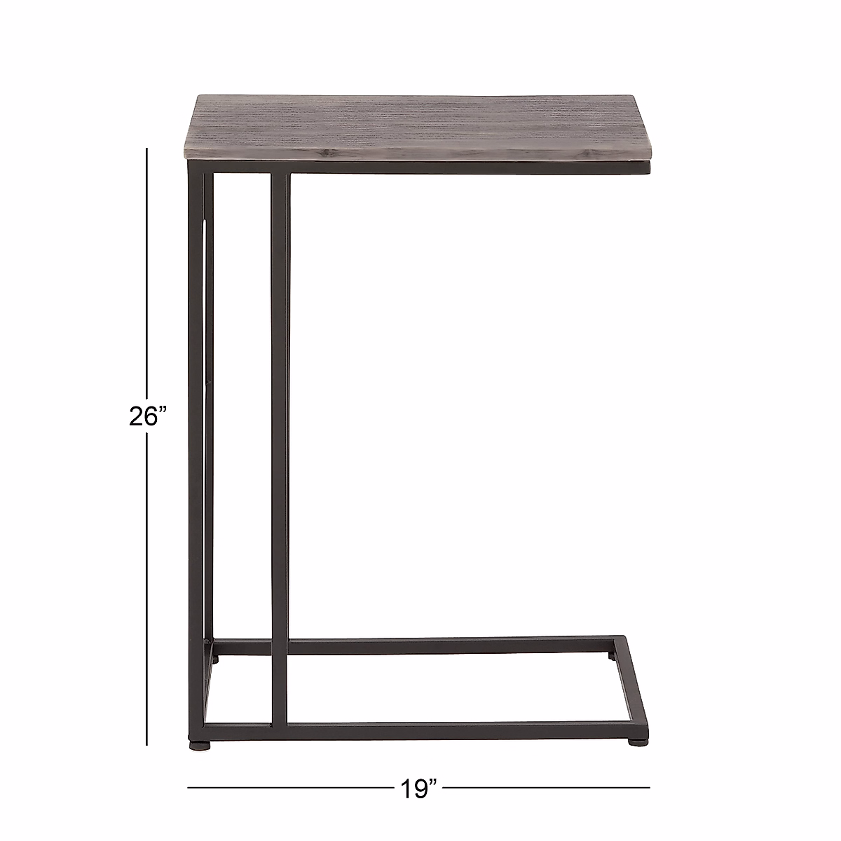 Deco 79 Wood Rectangle Accent Table with Black Metal Base, 19" x 10" x 26", Dark Brown
