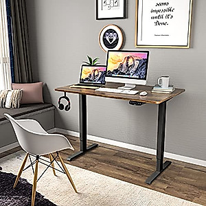 Tangkula Electric Dual Motor Standing Desk, 48 x 30 Inch Height Adjustable Sit Stand Computer Workstation w/ 3 Position Memory Controller, Anti-Collision Design, 1" Thick Tabletop, Home Office Desk