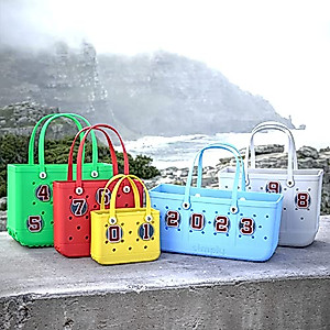 BOGGbeans Number Charms for Bogg Bag, Simply Southern Totes, and Similar Styles. Acrylic 3" Number Charm Accessories for Beach Totes (Number 8)