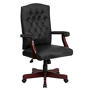 Flash Furniture Martha Washington Black LeatherSoft Executive Swivel Office Chair with Arms