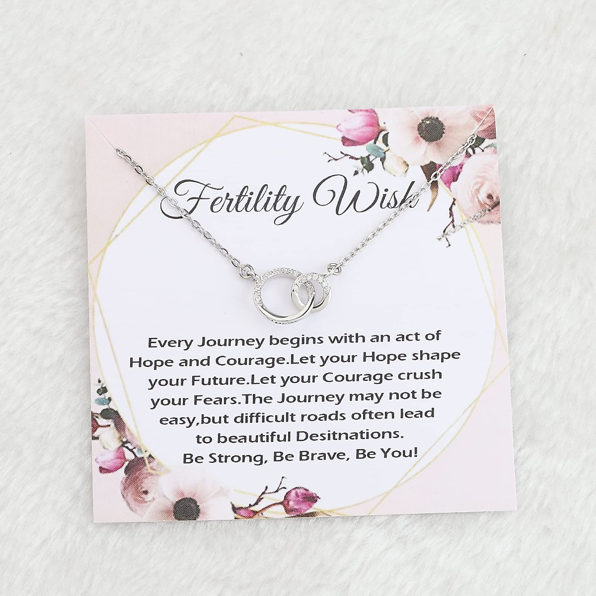 MYOSPARK IVF Gift Fertility Wish Necklace Message Card Jewelry IVF Pregnant Wish Gift IVF Encouragement Gift Transfer Day TTC Gift (Fertility Card NL)