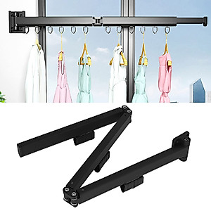 yaogohua Pull-Out Laundry Dryer, 3 Folding Clothes Drying Racks Wall Mounted, Easy to Install Design, Balcony, Mud Room, Bedroom, Pool (Black)