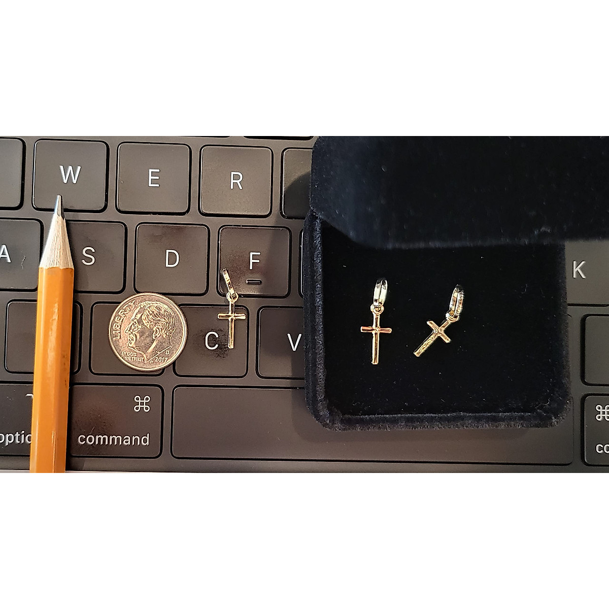 Solid 14K Yellow Gold Traditional Classic Small Tiny Cross Pendant Charm (Height = 1/2" , Width = 1/4") - Jewelry Gifts For Women Wife Mom Gifts For Men Husband Dad