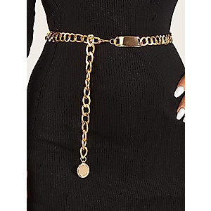 Verdusa Women's Chunky Waist Chain Belt Adjustable Body Link Gold one-size