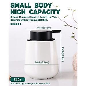 Bosilunlife Liquid Soap Dispenser - 12Oz Lotion Dispenser with Pump Matte White Ceramic Soap Dispenser Bathroom Dish Hand Soap Dispenser for Kitchen Pump Dispenser