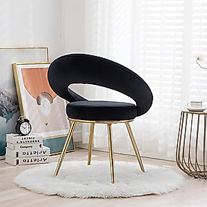 HomVent Modern Makeup Desk Chair Vanity Chair,Round Back Dining Chairs Accent Chairs with Golden Metal Leg for Bedroom Living Room Vanity Dining Room