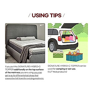 EVEZARY(KOR) Top Notch Memory Foam Mattress Topper–Relieve Back Pain,ergonomic,breathable,odor-free foam.Non-slip,rollable,washable cover. Compr test. CertiPUR-US certified for quality and durability.