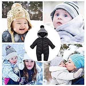 Happy Cherry Baby Boys Girls Snowsuit Hooded Down Jumpsuit Winter Warm Coat Infant Zipper One Piece Puffer Romper