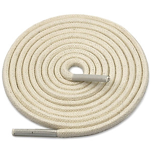 DELELE Round Cotton Waxed Shoelaces: 7/50 Inches Beige Dress Shoe Laces for Boot 2 Pair 35 inch