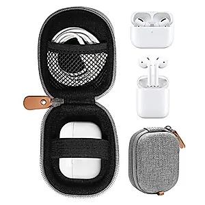 WGear Protective Case for Airpods, Handy Semi-hard case for airpods for travel, protective and orgaize, Shock and shake Proof, mesh pocket for cable and other accessories (Gray)