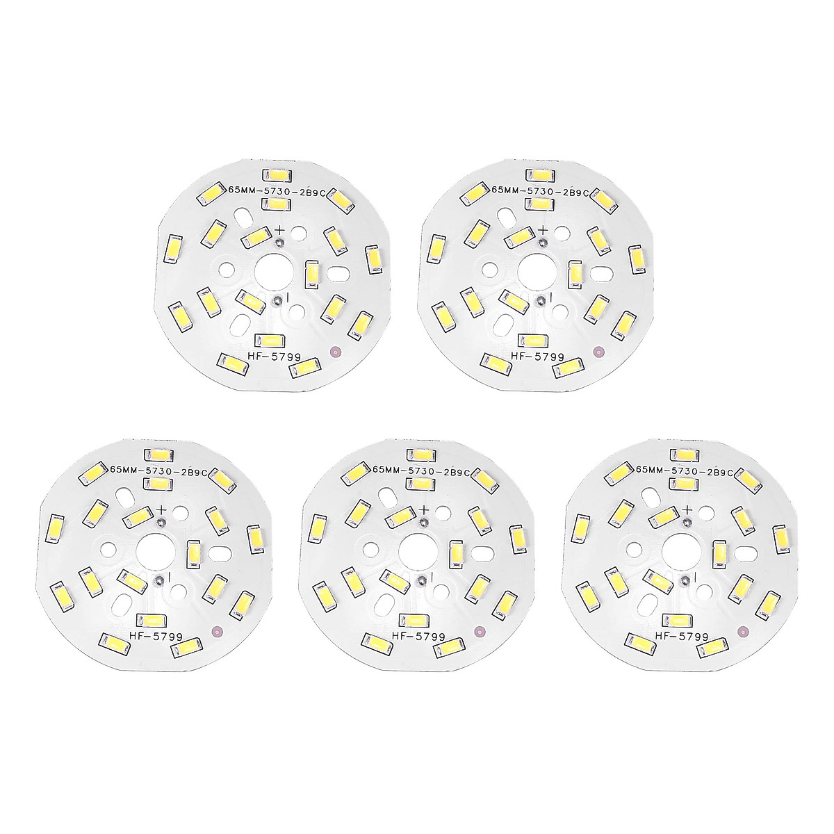 uxcell LED Chip Bulb 300mA 9W 18 LEDs 5730 Surface Mounted Devices Module Aluminum Board Pure White Super Bright 65mm Dia 5pcs for Floodlight
