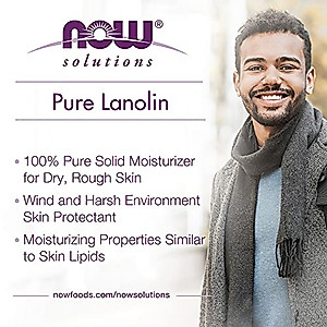 NOW Foods Solutions, Pure Lanolin, Wind and Harsh Environment Skin Protectant, Thick Jelly, For Rough Dry Skin, 7-Ounce
