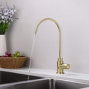 Fonveth Drinking Water Faucet, Upgrade Brushed Gold Single Handle Solid Brass Kitchen Bar Sink Drinking Water Faucet, Water Filtration Faucet
