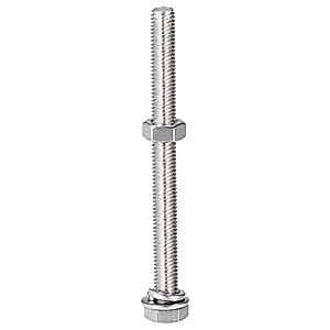 uxcell M8 x 90mm Hex Head Screws Bolts, Nuts, Flat & Lock Washers Kits, 304 Stainless Steel Fully Thread Hexagon Bolts 4 Sets