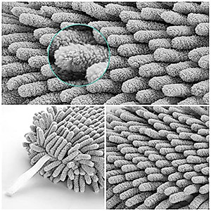 LIUVTILB Fuzzy Ball Towels,2 Pack Hanging Bathroom Hand Towels Super Fluffy Chenille Ball Towels, High Absorbent Hand Towels to Dry Your Hand Instantly (Gray + White)