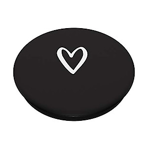 White Heart Love Black PopSockets Swappable PopGrip