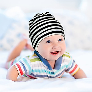 AIPESL 4 Pack Soft Cotton Newborn Hats, Unisex Cute Infant Beanie Caps for Baby Multicolour