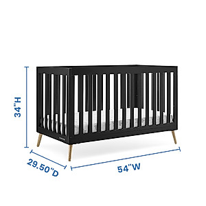 Delta Children Essex 4-in-1 Convertible Baby Crib, Ebony with Natural Legs