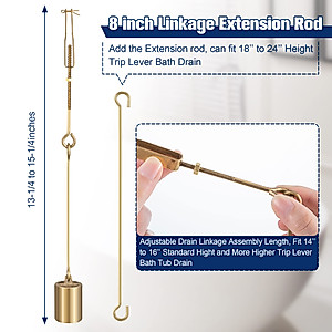 Enhon Universal Bath Tub Drain Linkage Assembly with Trip Lever and Strainer Done Cove, Bathtub Drain Kit, Fit for Trip Lever Bath Tub Waste and Overflow Drain, Chrome