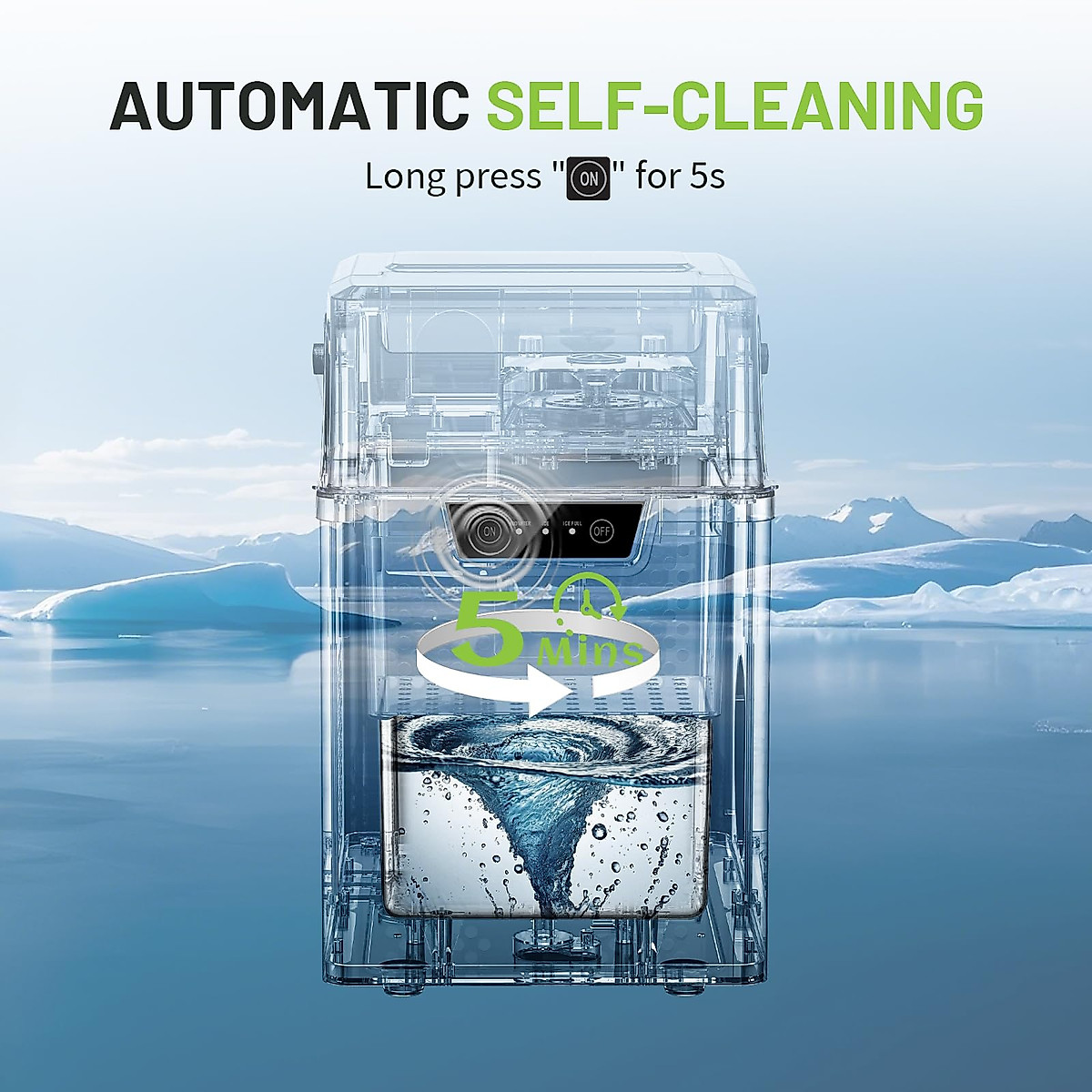 KEENSTAR Nugget Countertop Ice Maker with Soft Chewable Ice, Pebble Sonic Ice Machine with Basket and Scoop, Ready in 5 Mins, 40Lbs/24H, Auto Self-Cleaning, for Home, Kitchen, Office, Party, Camping