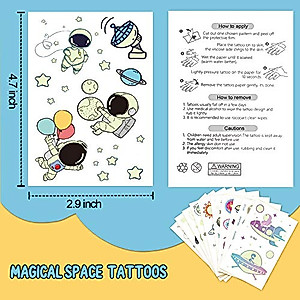 Space Party Supplies, Solar System Luminous Temporary Tattoos for Boys, Space Glow Birthday Party Decorations Favors for Kids, Space Fake Tattoos Stocking Stuffers Accessories (10 Sheets)