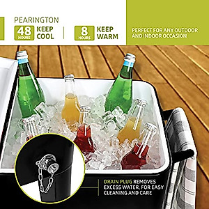 Pearington 80 Quart Rolling Ice Chest, Portable Patio Party Bar Drink Cooler Cart, Beverage Pool with Bottle Opener, Onyx