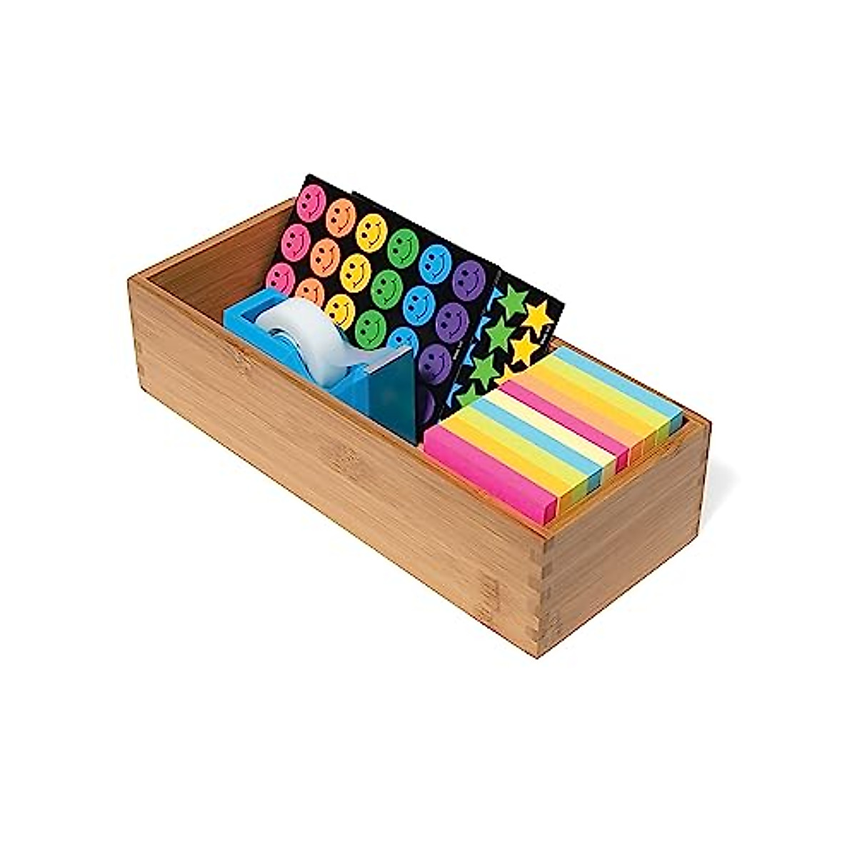 Lipper International Bamboo Utensil Holder Storage Box for Cooking Tools, Makeup, or Office Supplies, 5" x 12" x 3"