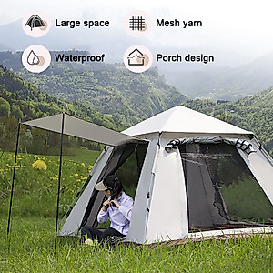 2/3/4 Person Pop Up Tent with Carry Bag, Waterproof Windproof Family Camping Tent with 2 Door & 2 Mesh Window,Setup in 60 Seconds,Instant Tent for Hiking & Travel,Upgraded Ventilation (Green,L)