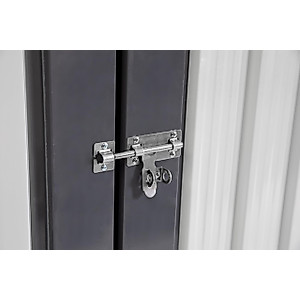 YOPTO 6x4x6 FT Metal Storage Shed Outdoor Storing Tools with Lockable Hinge Door,Per-FECT-to Store Garden Tools,Lawn Care Equipment and Outdoor-Toys for Backyard Patio,White+Grey