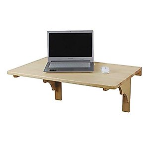PIBM Stylish Simplicity Shelf Wall Mounted Floating Rack Solid Wood Computer Desk Table Dining Againstfoldable,3 Sizes, Wood , 100x50x29cm