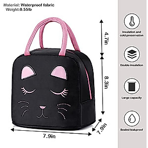 FEWOFJ Cute Black Backpacks with Lunch Bag for Teen Girls, Kids Backpack for Toddler Preschool Bookbags Elementary School Bags