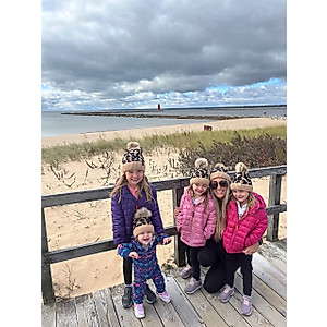 Funky Junque Matching Adult Toddler Infant POM Hat - Adult/Toddler (Single POM)/Infant (Double POM) - Leopard - Latte