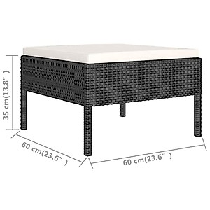 vidaXL 10-Piece Outdoor Lounge Set with Cushions, Weather-Resistant PE Rattan, Powder-Coated Steel Frame, Comfortable Cushioning, Black and Cream - Perfect for Patio, Garden, or Backyard