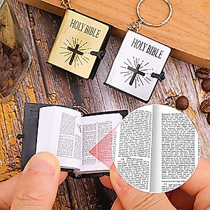 Prasacco 12 Pcs Mini Bible Keychain, Pocket Bible Tiny Bible Verse Keychain Miniature Bible Church Gifts