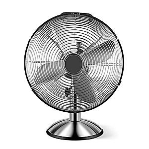 Simple Deluxe 12 Inch Stand Fan, Horizontal Ocillation 75°, 3 Settings Speeds, Low Noise, Quality Made Durable Fan, High Velocity, Heavy Duty Metal For Industrial, Commercial, Residential, Silver
