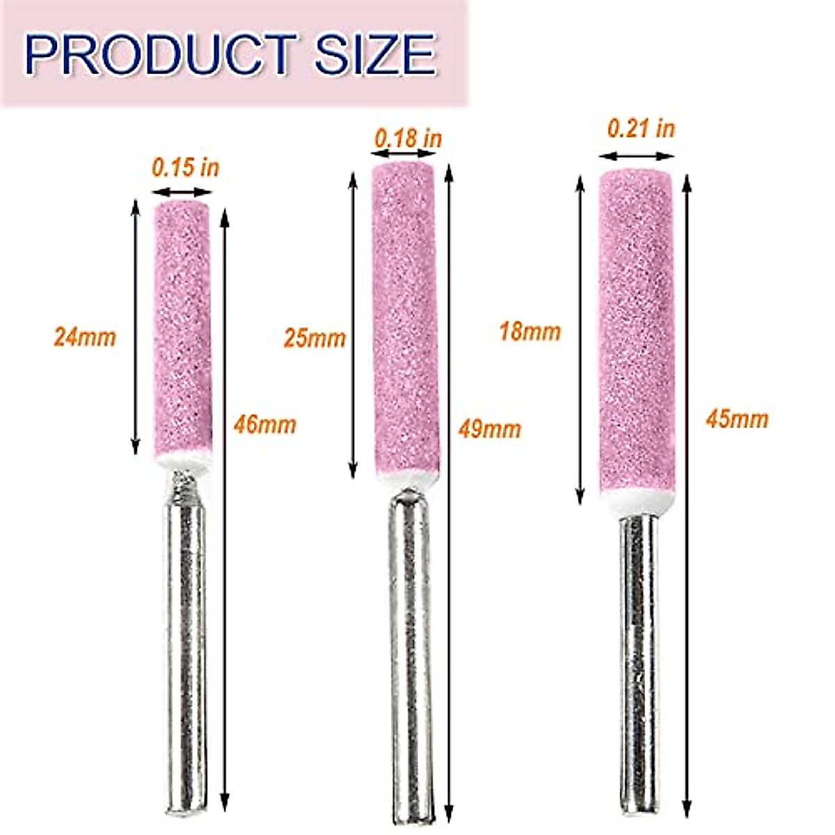 Burr Grinding Stone File - 15Pcs 3 Sizes Diamond Chainsaw Sharpener Rotary Bit Set Polishing Sharpening Garden Tool for Lawn Mower Chainsaw Parts Garden, 4.0/4.8/5.5mm