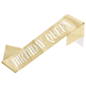 AOPRIE Birthday Tiara for Women Gold Birthday Queen Sash & Headband Happy Birthday Tiara and Crown for Women Rhinestone Crystal Decor