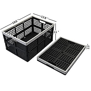 Yubine 4 Packs Plastic Collapsible Storage Crate, 42 Quart Stackable Folding Baskets Bin