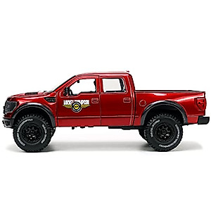 Jada Toys Just Trucks 1:24 2011 Ford SVT Raptor Die-cast Car Red with Tire Rack, Toys for Kids and Adults