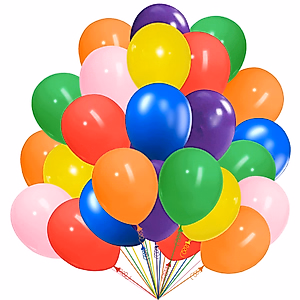100PCS Colorful Balloons Assorted Colors, 12 Inches Bright Colors Rainbow Party Balloon for Birthday Party Baby Shower Wedding Party Rainbow Balloons