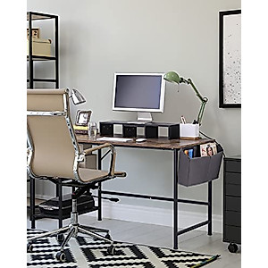 Ohuhu 55 Inch Large Computer Desk with Storage Shelves, 2-Tier Industrial Home Office Writing Study Desks with Monitor Stand Storage Bag and Hooks Laptop Work Table for Gaming Bedroom Living Room