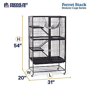 Prevue Pet Products Ferret Stack Two Story Ferret Home with Portable Stand, Escape Proof Lock, Hammock, Ramps, Expandable Add-On Cage Stacking System