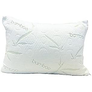 Memory Foam Travel Pillow - Camping Pillow - Cooling Rayon Made from Bamboo and Polyester Cover - Machine Washable - Great for Airplanes and Cars