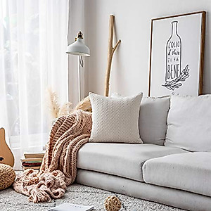 UGASA Velvet Soft Solid Decorative Square Throw Pillow Covers Cushion Case for Sofa Bedroom, 2 Packs, 18x18Inch (45x45cm), Cream